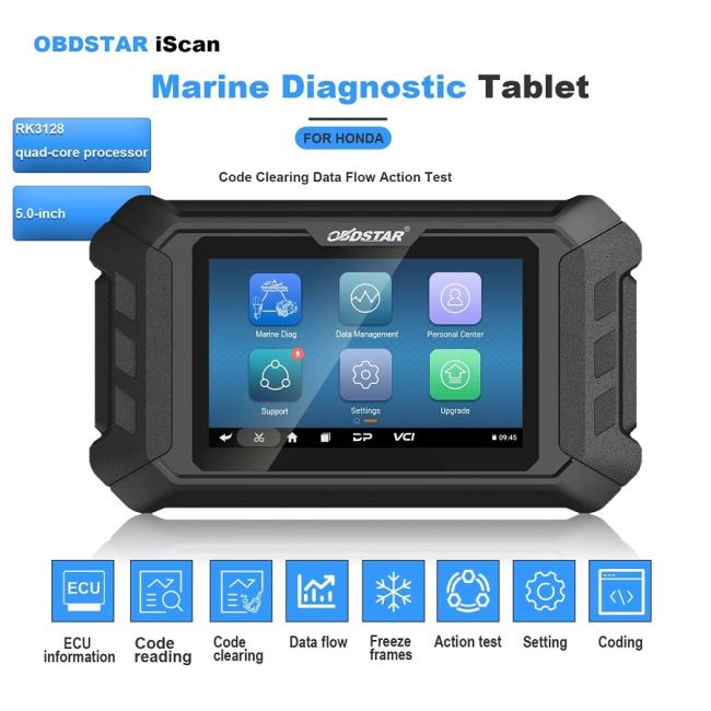 OBDSTAR iScan for HONDA Marine Diagnostic Tablet Code Reading Code Clearing Data Flow Action Test for 2004 -2022 Jet Skil Outboard Model
