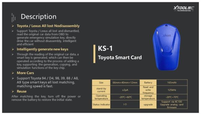 XTOOL KS-1 Key Programmer for Toyota