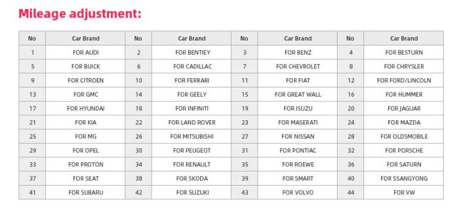  XTOOL EZ400 Pro odometer adjustment vehicle list