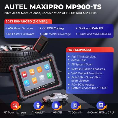중국 2024 오텔 매시프로 MP900TS MP900 TS OBD2 진단 스캐너 TPMS 프로그래밍 코딩 도구 8인치 40 서비스 판매용
