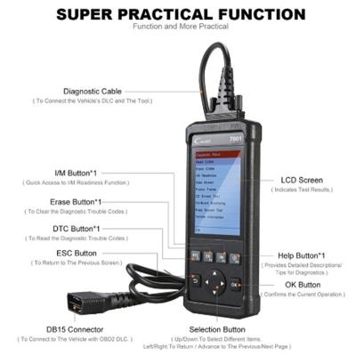 China 100% Original Launch DIY Code Reader CReader 7001F Full OBD 2 test + 6 Special functions with Lifetime free up date Onli for sale