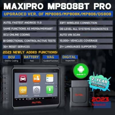 China Autel MaxiPRO MP808BT Pro OE-Level Vollsystemdiagnosetool mit ECU-Codierung Erneuerung Verborgenes Upgrade von MS906 MP808 DS808 zu verkaufen