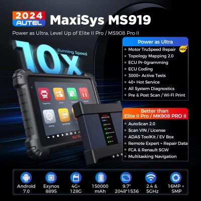 China 2025 Autel Maxisys MS919 Diagnostic Scanner 5-in-1 VCMI, ECU Programming & Coding, Topology Module Mapping, Same as MS Ultra Upgraded of MS909 for sale