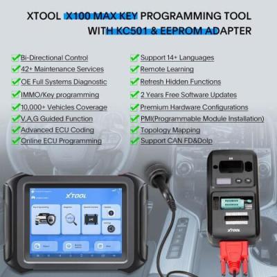 China 2025 XTOOL X100 MAX Auto Key Programmer IMMO Elite Diagnostic Tools With KC501 ECU Coding Full Bidirectional Control Update of X100 PAD3 for sale