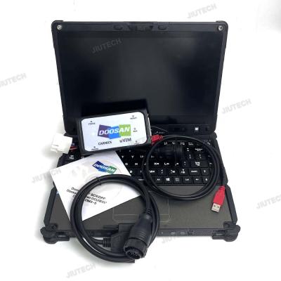 China Getac V110 laptop + For Doosan uvim Excavator Forklift Engine Fault Detector DDT SCR DPF DCU ECU Scanner Fault Diagnostic Tool for sale