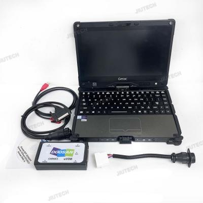 China Getac V110 laptop + For Doosan uvim Excavator Forklift Engine Fault Detector DDT SCR DPF DCU ECU Scanner Fault Diagnostic Tool for sale