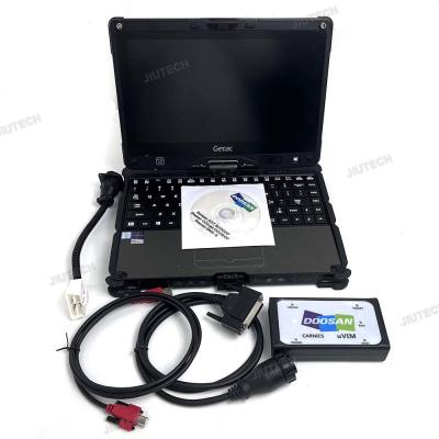 China Getac V110 laptop + For Doosan uvim Excavator Forklift Engine Fault Detector DDT SCR DPF DCU ECU Scanner Fault Diagnostic Tool for sale