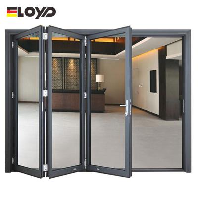 Cina Isolamento acustico a prova di uragano Doppia vetrata Bi - Porta pieghevole in alluminio Patio Porta pieghevole in vetro in vendita