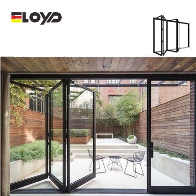 Cina Isolamento acustico a prova di uragano Doppia vetrata Bi - Porta pieghevole in alluminio Patio Porta pieghevole in vetro in vendita