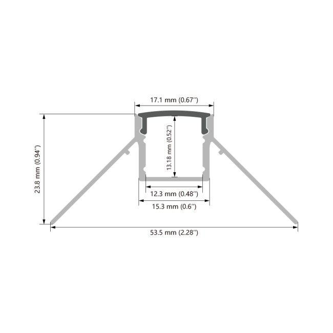 Close-up view of LED aluminum profile construction