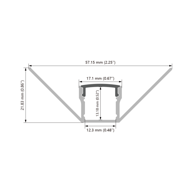 Close-up view of LED aluminum profile construction