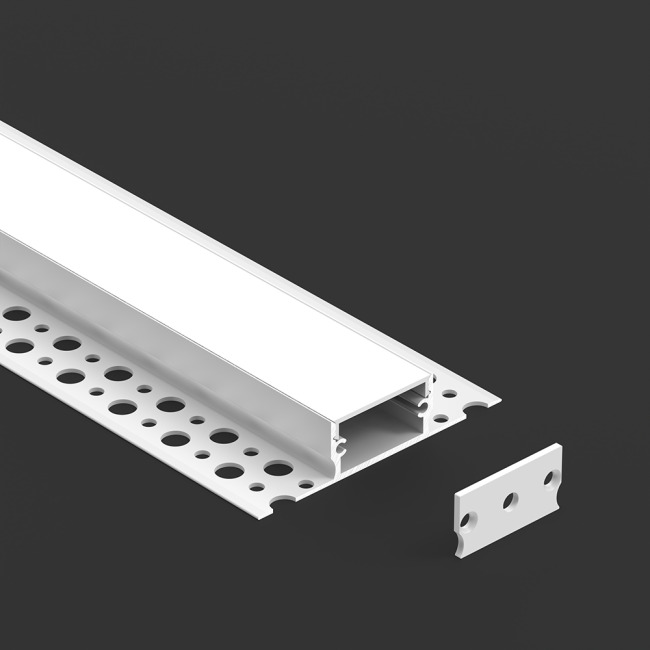 LED aluminum profile installation example showing recessed mounting
