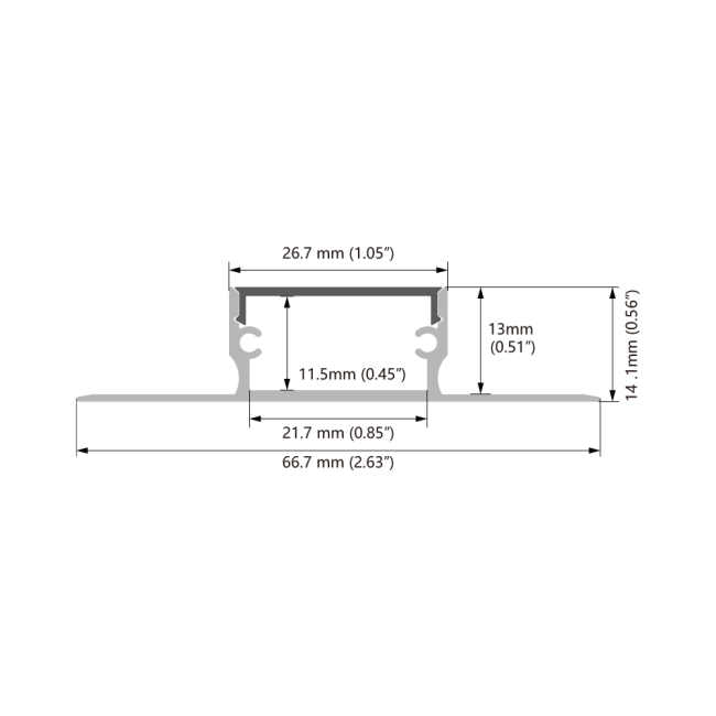 Close-up view of LED aluminum profile construction