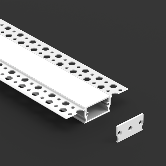 Close-up view of LED aluminum profile construction