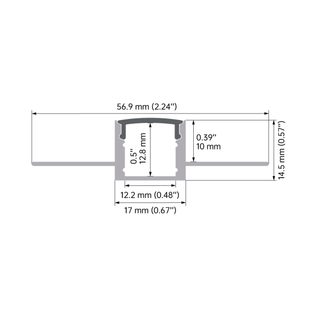 Close-up view of LED aluminum profile construction