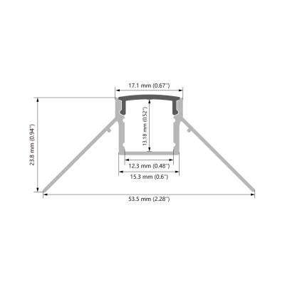 Cina Profilo LED in alluminio incassato 6063 T5 con dimensioni W53,5 × H23,8 mm e lunghezza personalizzata 3M/PCS per illuminazione a strisce LED in vendita