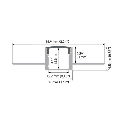 Cina Profilo di montaggio LED in lega di alluminio 6063 con lunghezza standard 3M e dimensioni W57,0 × H14,5mm per montaggio a filo in vendita
