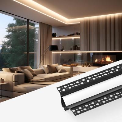 China Custom Length 6063 Aluminum Alloy LED Skirting Board Aluminium Extrusion Profile with Integrated Lighting for sale