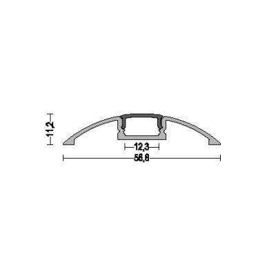 China Les strip profile for Surface Mount lighting W56.8*H11.2mm With PC Diffuser Cover for sale