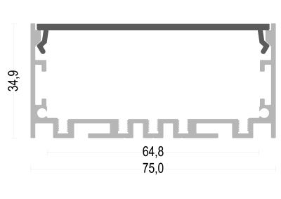 China W75*H35 Suspended linear lighting LED Strip Aluminium Profile with PC diffuser Cover for sale