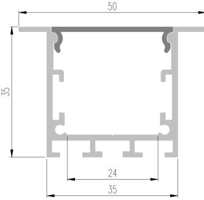 China W35*H35mm LED Aluminium Extrusion Profiles Recessed Mount With PC Diffuser for sale