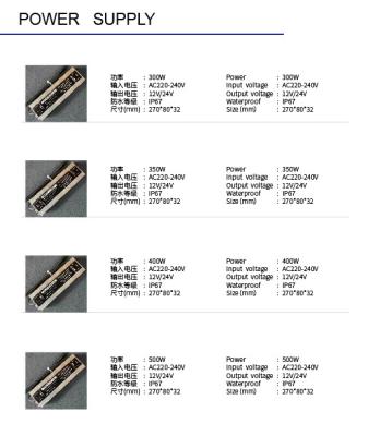 China Outdoor 12V 24V LED Power Supply 60W - 500W IP67 Waterproof LED Driver For LED Strip Light for sale