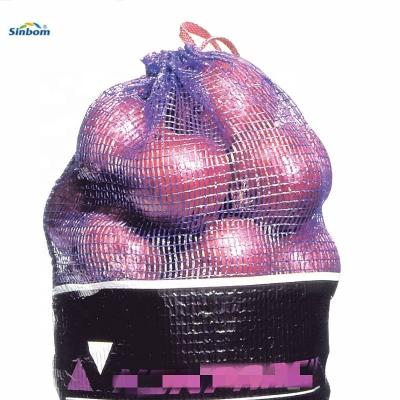 Cina 70-140gm Sacchetti di rete a maglia di polipoli giallo per imballaggi agricoli 40*60 cm in vendita