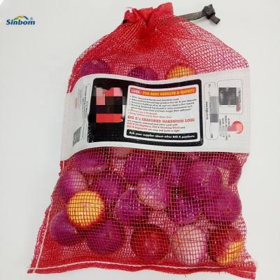 China Kleine witte plastic Leno Net uienzak met trekstring Aanbevolen bestelling aanvaard Te koop
