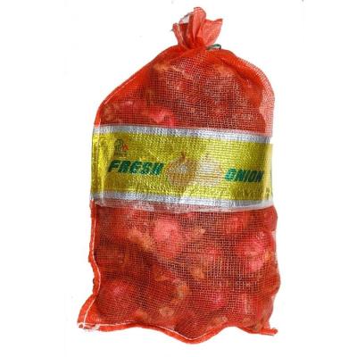 Cina 45*75cm Red Leno Onion Packaging Mesh Bag 25kg 10kg per la rete di distribuzione delle cipolle in vendita