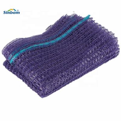 Cina Sacchetto di rete Raschel con sigillo a corda di trazione per l'imballaggio di cipolle riciclabili in HDPE in giallo in vendita