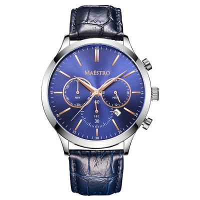 China Multifunction Men Watch with Leather Strap for sale