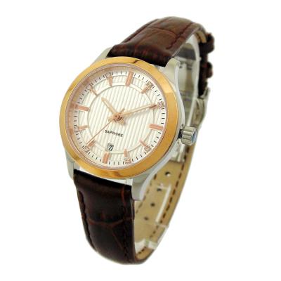 China Genuine leather lady watch with stainless steel case and Japan movement for sale