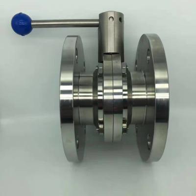 China stainless steel sanitary flanged butterfly valve for sale