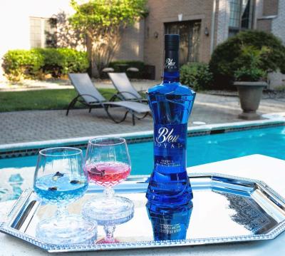 Cina Il vetro di tequila dell'OEM imbottiglia la stampa rivestita blu completa dello schermo in vendita