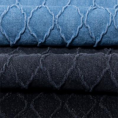 Cina alti materiali elastici del vestito dal cotone del jacquard del tessuto del denim di 9Oz 3D per usura dell'ufficio in vendita