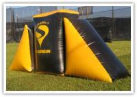 China Weave String Structure Inflatable Paint Bunker Trampoline Combo for sale