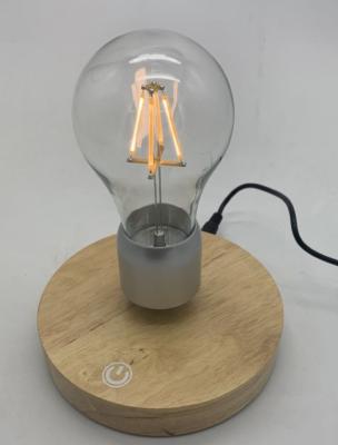 China wooden round magnetic levitation Wireless LED Light lamp light for sale