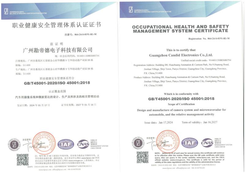 ISO45001 - Guangzhou Candid Electronics Co., Ltd