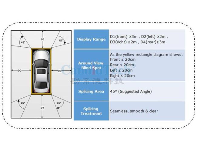 bird view display range for car