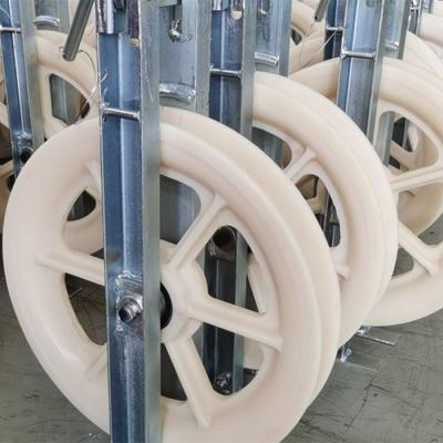 China Pilot Overhead Wire 508mm Single Nylon Wheel Rope Stringing Block for sale
