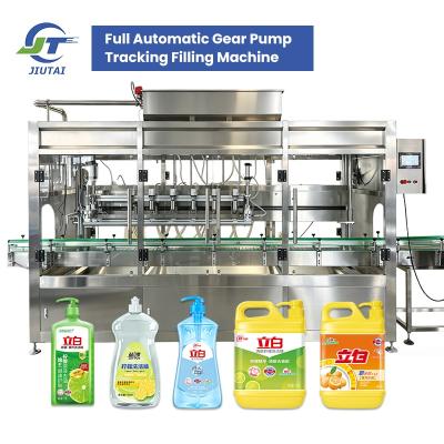China Manual Dish Soap Liquid Dishwash Kitchen Grease Detergent Automatic Gear Pump Tracking Filling Machine for sale