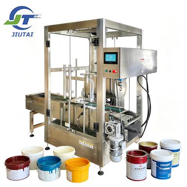 China Construction Wall Paint Emulsion Coating Thick Material Automatic Single Head Rotary Lobe Pump Weighing Filling Machine for sale