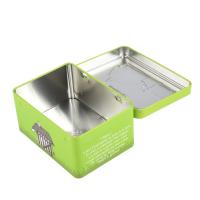 China Personalized Rectangular Empty Cookie Tins Can With Hinged Stackable And Embossing Lid for sale