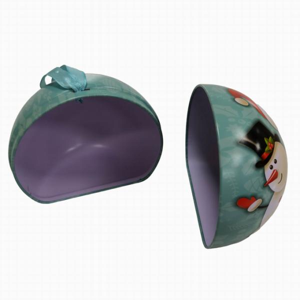 Contenitore su ordinazione promozionale di Tin Can Christmas Ball Tin con l'imballaggio del regalo di festa del gancio del nastro