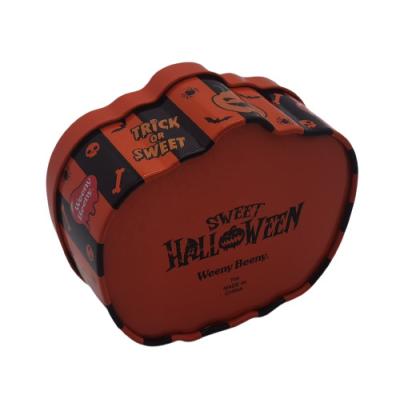 China Halloween Pompoen Gevormd Tin Gift Box Metal Tin kan Vakantiegift Verpakking Te koop