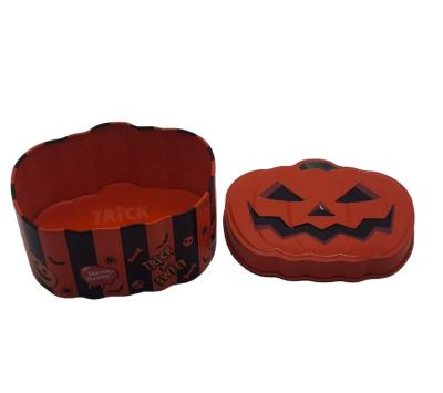 China Halloween Pompoen Gevormd Tin Gift Box Metal Tin kan Vakantiegift Verpakking Te koop