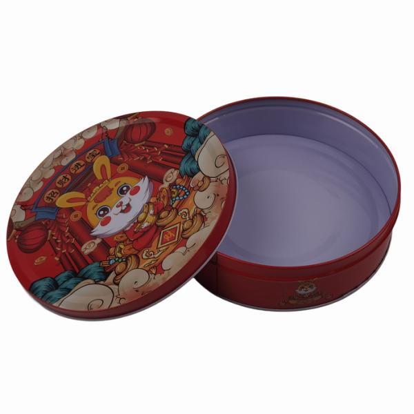 Holiday Seasonal Round Tin Containers Large Circular Gift Metal Tin Container With Lid