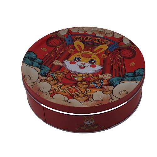 Holiday Seasonal Round Tin Containers Large Circular Gift Metal Tin Container With Lid