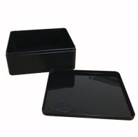 China Matt Black Rectangular Metal Tin With Embossed Lid Tobacco Packaging for sale