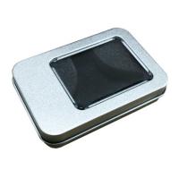 China Small Silver Rectangular Tin Box Can With Window Lid For Electric Equipments for sale